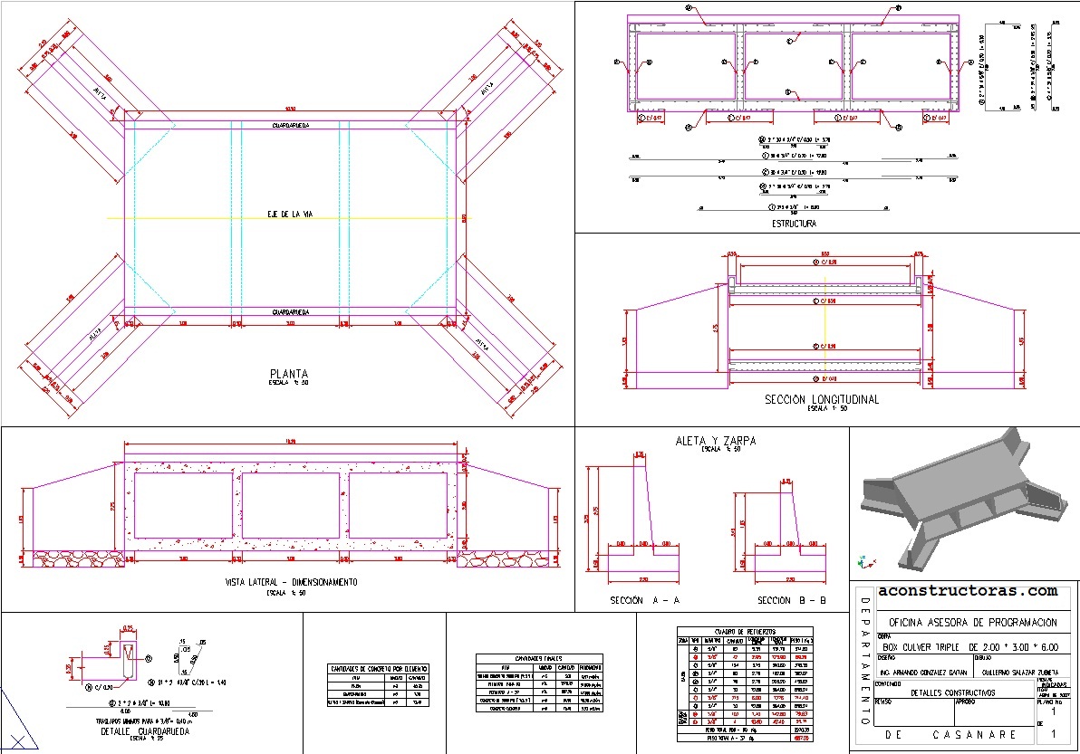 Plano Box Culvert Triple 2 M X 3 M X 6 M AConstructoras Ayudamos plano-box-culvert-triple-2-m-x-3-m-x-6-m-aconstructoras-ayudamos